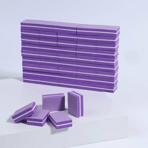 Бафы наждачные для ногтей, набор 50 шт, двухсторонние, 3,5 × 2,5 см, цвет фиолетовый (комплект из 3 шт)
