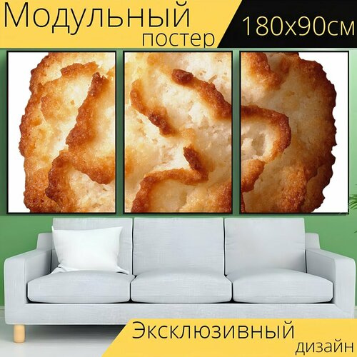 Модульный постер "Миндальное печенье, печенье, печь" 180 x 90 см. для интерьера