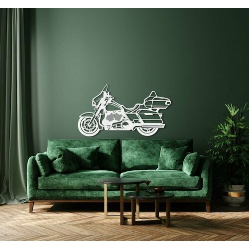Декоративное панно деревянное, Мотоцикл (белый цвет)