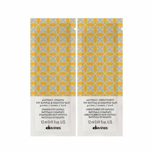 Davines Alchemic Shampoo & Conditioner (golden) Шампунь и Кондиционер «Алхимик» для натуральных и окрашенных волос (золотой), 12+12 мл