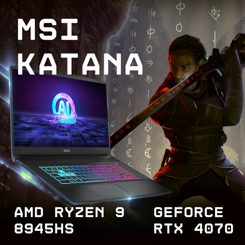 Игровой ноутбук MSl Katana 17-849CN Ryzen Edition R9-8945HS 16ГБ 1ТБ SSD RTX4070-8 17.3" 240Гц 2.5K, русская/английская Win 11 Home