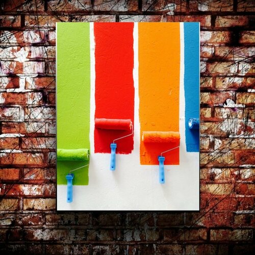 Постер "Разноцветные красящие валики" от Cool Eshe из коллекции "Креатив", плакат А4 (29,7 х 21 см) для интерьера