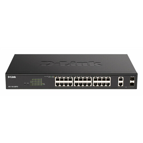 D-Link EasySmart L2 Switch 24х1000Base-T PoE, 2xCombo 1000Base-T/SFP, PoE Budget 370W