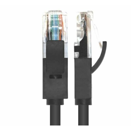 Сетевой LAN кабель 20 см для интернета ПК ноутбука Smart TV Xbox PS патч корд cat5e RJ45 1Гбит/c черный провод 0.2 м