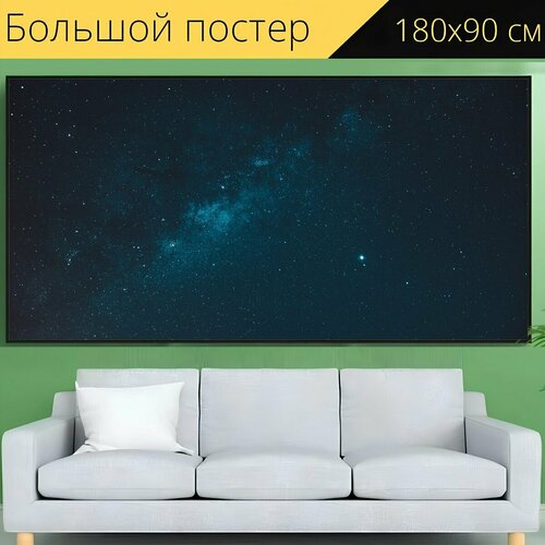 Большой постер "Небо, звезда, галактика" 180 x 90 см. для интерьера