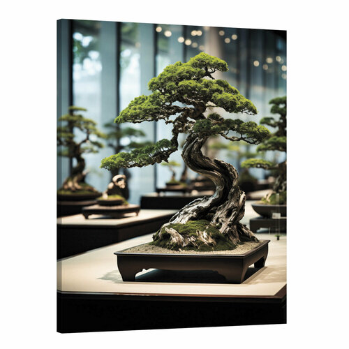 Интерьерная картина 50х70 "Культивация бонсай: искусство миниатюры"