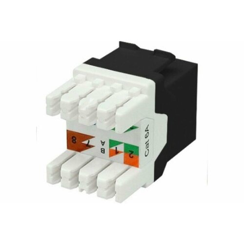 Вставка Keystone Jack RJ-45(8P8C)категория 6a (10G)черная | код. KJ8-8P8C-C6A-180-BK | Hyperline (3шт. в упак.)