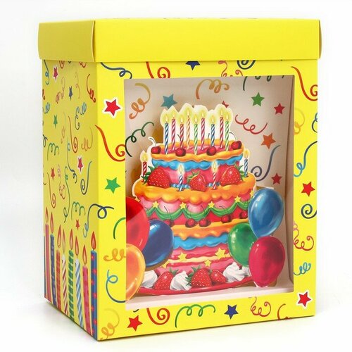 Упаковка подарочная, Коробка складная «С Днём рождения!», 18 х 23 х 14см