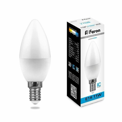 FERON Лампа светодиодная FERON, (11W) 230V E14 6400K С37, LB-770