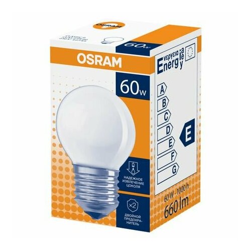 Лампа накаливания OSRAM 60Вт E27 2700K 230В шар A55 матовая