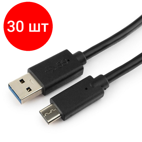 Комплект 30 штук, Кабель USB 3.0 - USB Type-C, М/М, 1 м, Cablexpert, чер, CCP-USB3-AMCM-1M
