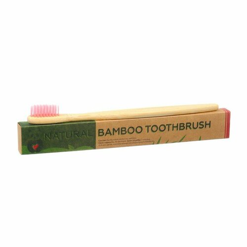 Зубная щетка бамбуковая мягкая, в коробке, розовая (комплект из 38 шт)