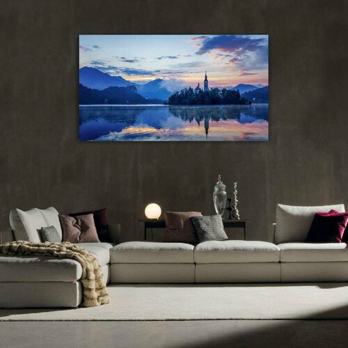 Картина на холсте 60x110 LinxOne "Блед Словения Озеро Блед" интерьерная для дома / на стену / на кухню / с подрамником