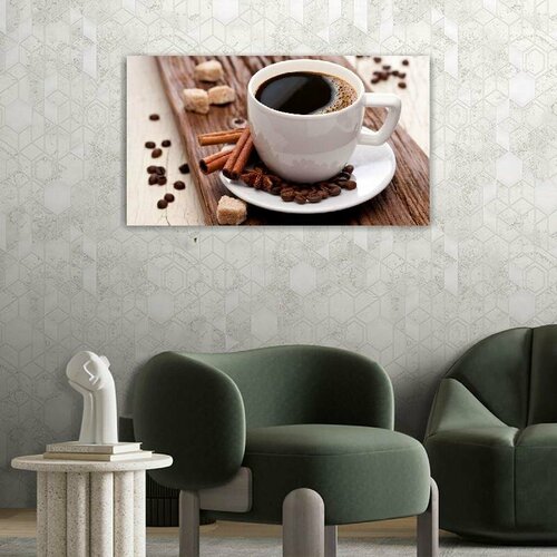 Картина на холсте 60x110 LinxOne "Кофе анис зерна белая" интерьерная для дома / на стену / на кухню / с подрамником