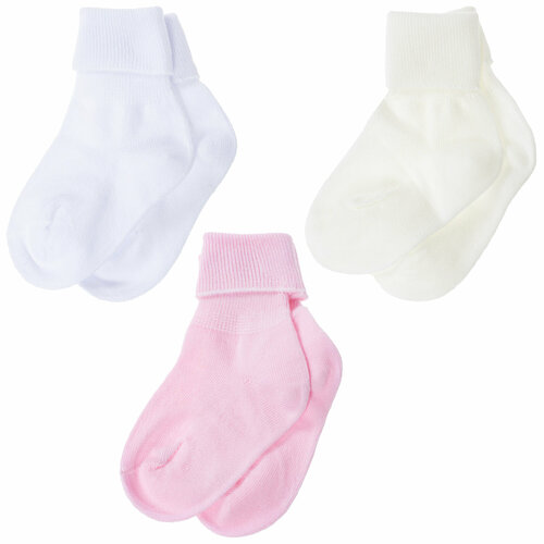 Носки RuSocks 3 пары, размер 10-12, розовый, белый