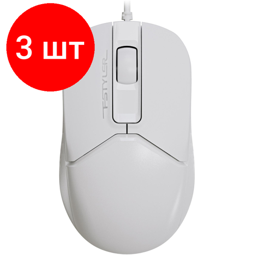 Комплект 3 штук, Мышь компьютерная A4Tech Fstyler (FM12S WHITE) оптическая 1200dpi/3but