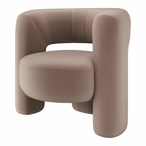 Кресло ZAMPA мягкое для отдыха дома, в гостиную, современное, с подлокотниками, минимализм, для гостиной, детской комнаты, для уюта, велюр коричневый