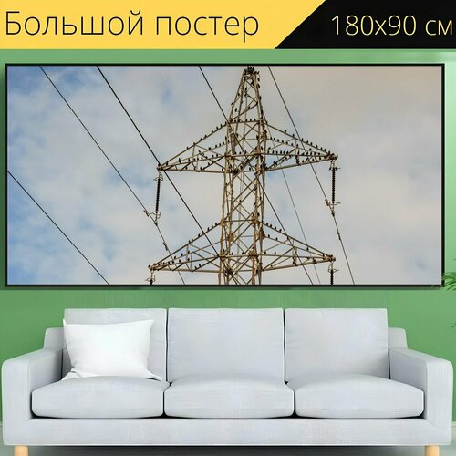 Большой постер "Электричество, промышленность, мощность" 180 x 90 см. для интерьера