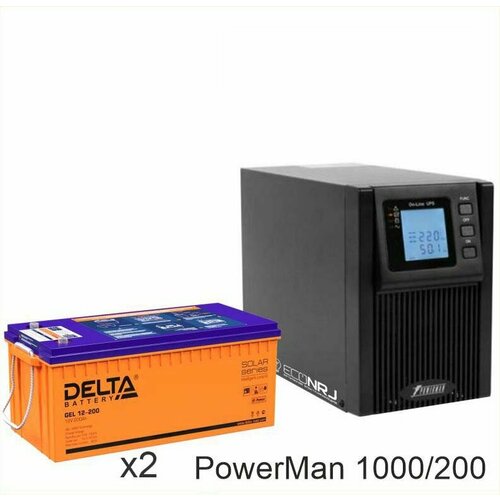 ИБП POWERMAN ONLINE 1000 Plus + Delta GEL 12-200