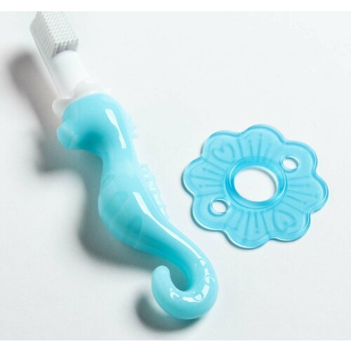 Детская зубная щетка-массажер, "Морской конёк", силиконовая, с ограничителем, от 3 мес.