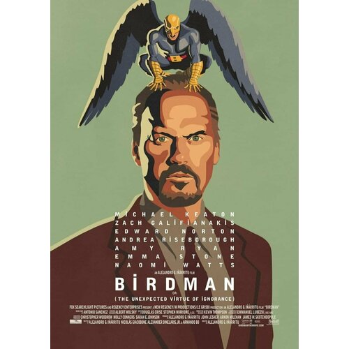 Плакат, постер на бумаге Бердмэн (Birdman or (The Unexpected Virtue of Ignorance), 2014). Размер 21 х 30 см