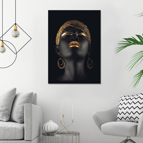 Картина интерьерная-Девушка в золотом бисере 30х40