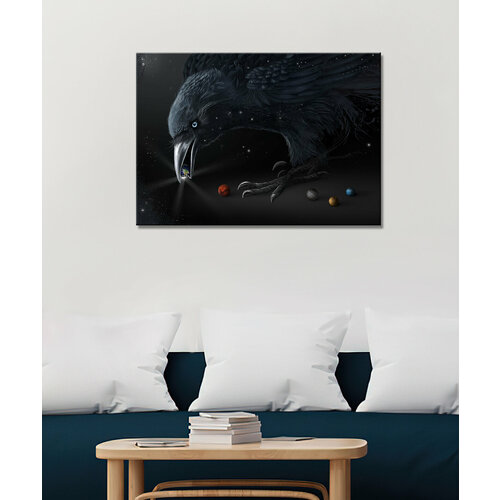 Картина -Ворон, черный ворон, ворон арт (15) 50х70
