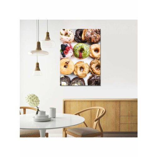 Картина на холсте с подрамником Пончики с фруктами и карамелью 40х60