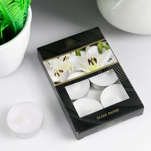 Набор чайных свечей ароматизированных "Белая лилия" в подарочной коробке, 6 шт (комплект из 14 шт)