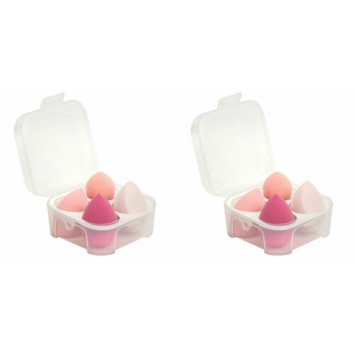 Набор спонжей для макияжа Kristaller, KG-014, микс форм, розовый, 4 шт, 2 уп