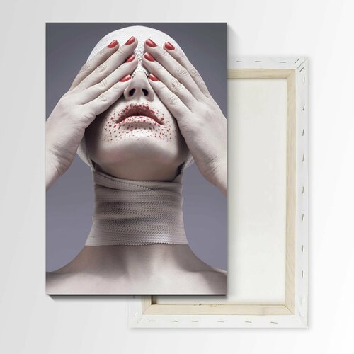 Картина на холсте - "Женщина с закрытыми глазами" размер 75-50 см