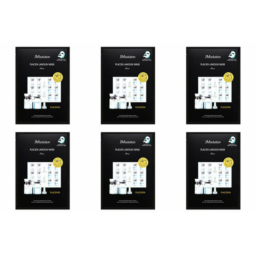 JMSolution Плацентарная тканевая маска для лица с ланолином / Placen Lanolin Mask Pure, 6 шт. *35 мл