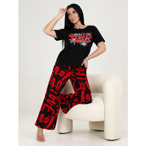 Пижама  IvCapriz, размер 52, красный, черный