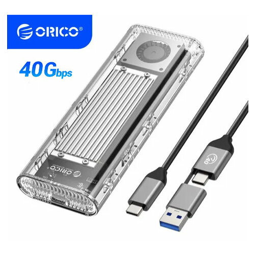 Переходник (внешний бокс) M.2 NVMe PCI-E - USB 4 (Thunderbolt 3, 4) Orico Acryl Box 40Gbps с охлаждением