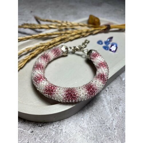Плетеный браслет Rime, бисер, 1 шт., размер one size, бордовый