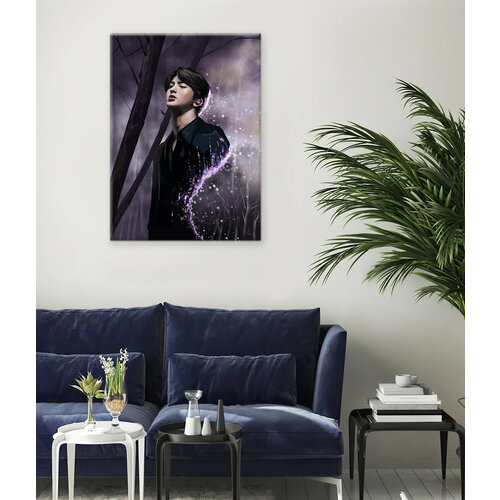 Картина/Картина на холсте/Картина на холсте для интерьера/Картина на стену/Картина в подарок для дома/- Ким Сокджин демон арт BTS 30х40
