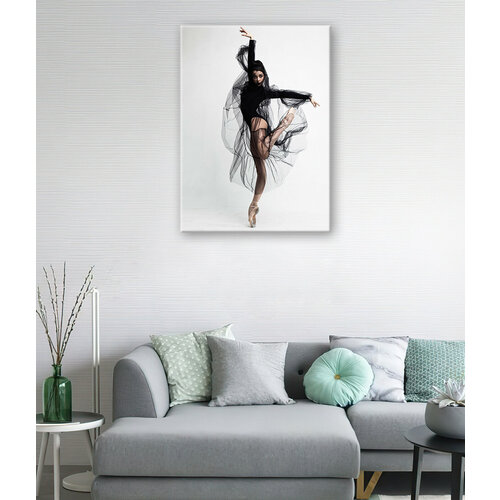 Картина/Картина на холсте/Картина на холсте для интерьера/Картина на стену/Картина в подарок для дома/- Танец балерины в черном 20х32