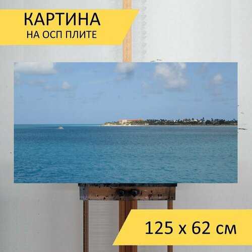 Картина на ОСП 125х62 см. "Аруба, остров, остров аруба" горизонтальная, для интерьера, с креплениями