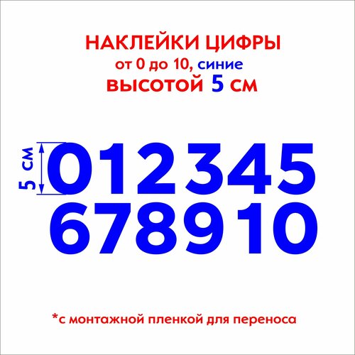 Наклейки цифры (стикеры), наклейка на авто набор цифр, синие, 5 см