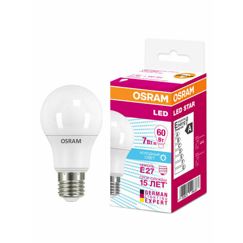 Светодиодная лампа Ledvance-osram OSRAM LS CLA60 7W/840 7Вт 4000К бел. E27 650лм 230В FR FS1