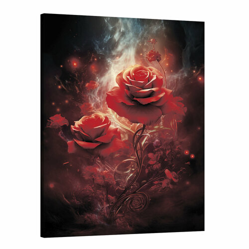 Интерьерная картина 50х70 "Розы во мгле"