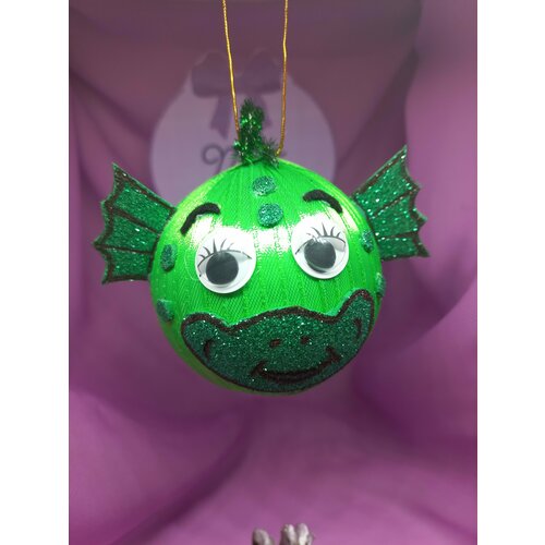 Ёлочный шар ручной работы "Дракончик" (зеленый)