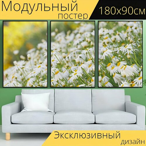 Модульный постер "Пасхальный, весна, цветок" 180 x 90 см. для интерьера