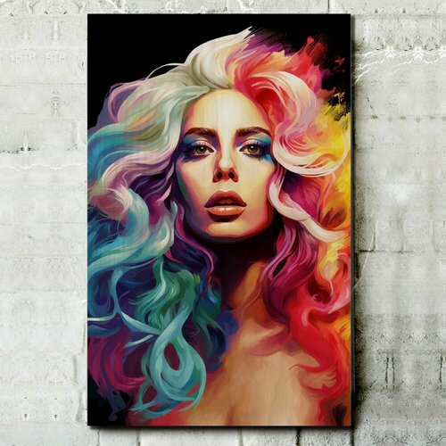 Картина интерьерная на дереве музыка Lady Gaga (Леди Гага, pop music) - 13621 В