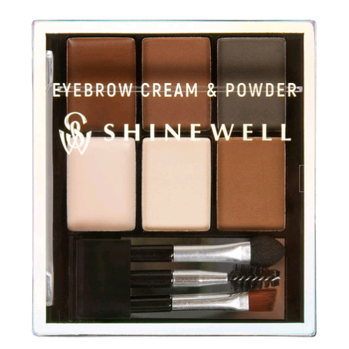 Shinewell Eyebrow Cream & Powder Универсальный набор для стилизации бровей №bc1-01 светло-коричневый