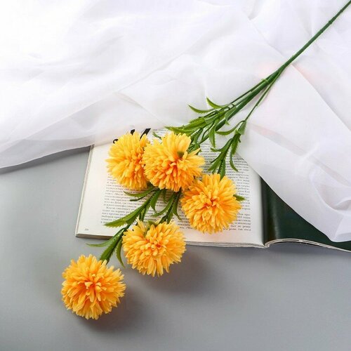 Poetry in flowers Цветы искусственные "Хризантема помпон" d-6 см 80 см, жёлтый