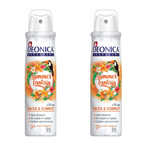 Дезодорант Deonica, Summer Fantasy , Vegan Formula, спрей, 14+, 150 мл, 2 шт