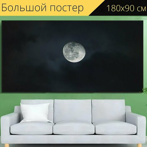 Большой постер "Дорогой, ночь, луна" 180 x 90 см. для интерьера
