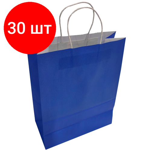 Комплект 30 штук, Пакет подарочный крафт 26х33х12см, 120гр, темно-синий, GBZ087 dark blue