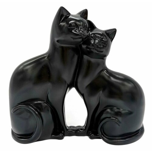 Статуэтка Коты влюбленные большие 20 см, гипс, цвет черный